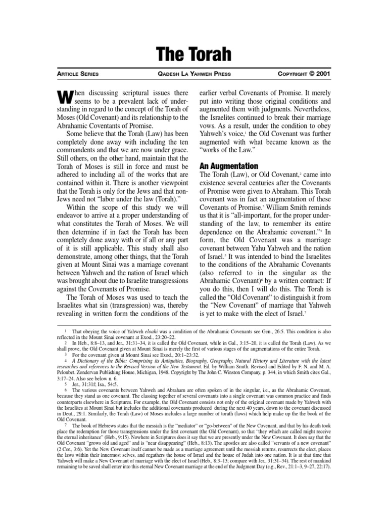 The Torah | PDF | Covenant (Biblical) | Israelites