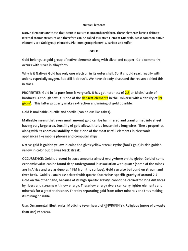 Native Elements | PDF | Diamond | Gold