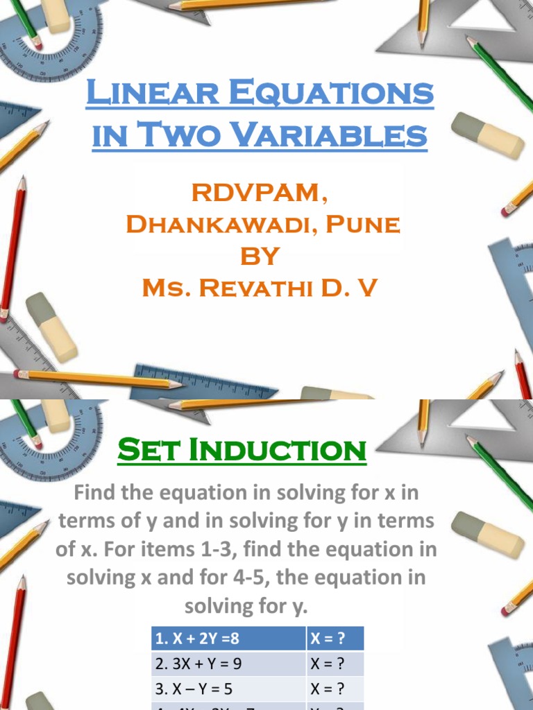 Linear Equation | PDF | System Of Linear Equations | Equations