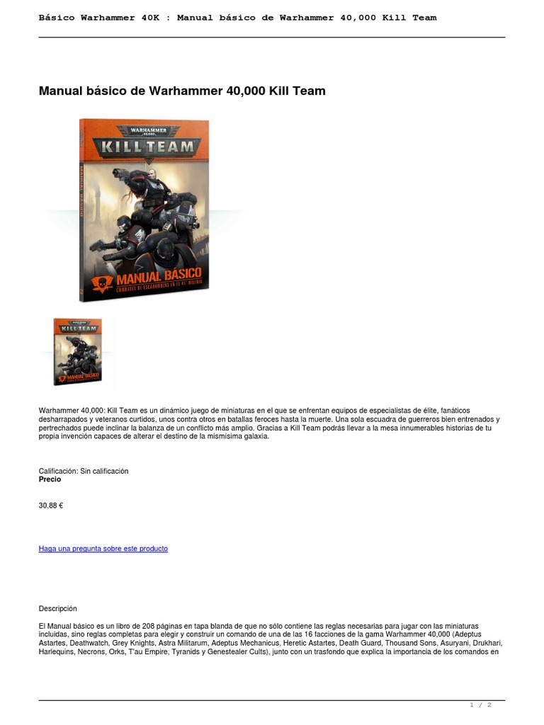 Resumen de Reglas de Kill Team | Descargar gratis PDF | Ocio | Agitación