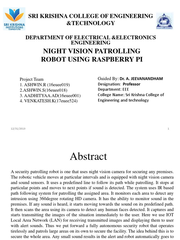 Night Vision Patrolling Robot Design | PDF | Surveillance | Robot