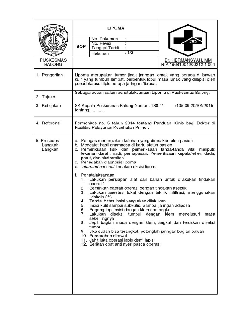 SOP Lipoma Fix | PDF