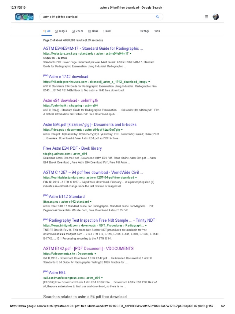 Astm e 94 PDF | PDF | Nondestructive Testing | E Books