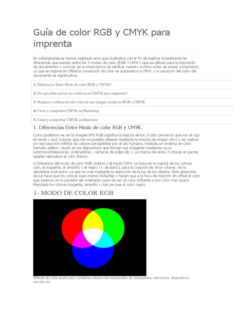 Guía de Color RGB y CMYK para Imprenta | PDF | Color | Modelo de color Rgb