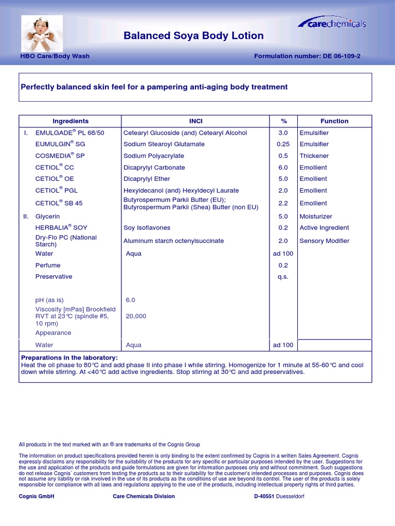 Balanced Soya Body Lotion | PDF | Chemical Substances | Chemistry