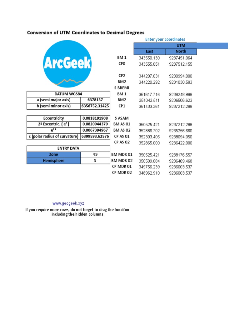 UTM to Decimal Degrees Guide | PDF | Latitude | Longitude