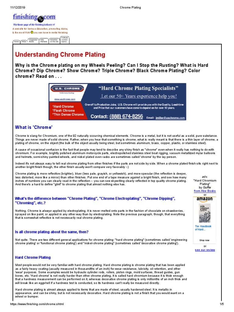 Chrome Plating Process | PDF | Chromium | Corrosion