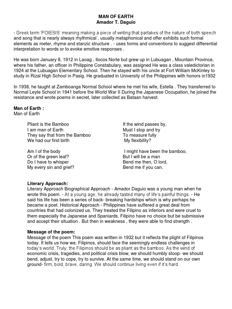 Man of Earth PDF | PDF | Poetry