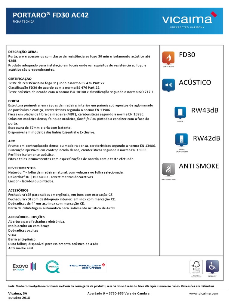 Vicaima FT Portaro FD30 AC42 | PDF | Engenharia Civil | Tecnologia de ...