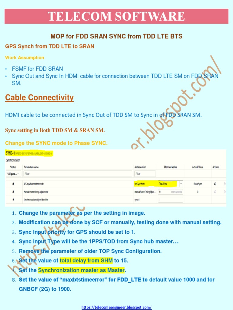 MOP For FDD SRAN SYNC From TDD LTE BTS | PDF | Computers