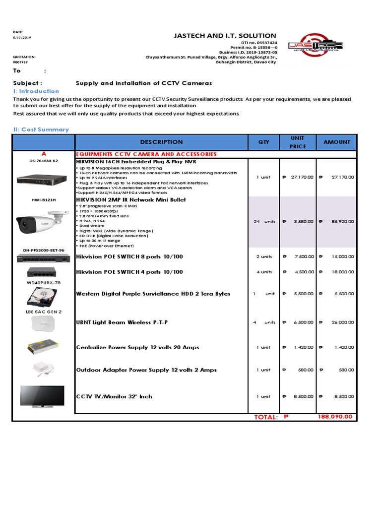 2MP HIKVISION 1080p Quotation of 24 CAMERA | PDF | Closed Circuit ...