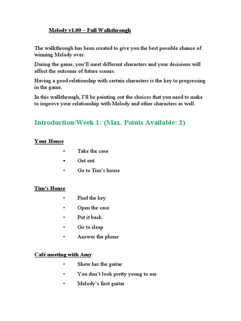 Melody - v1.00 Walkthrough FINAL PDF | PDF
