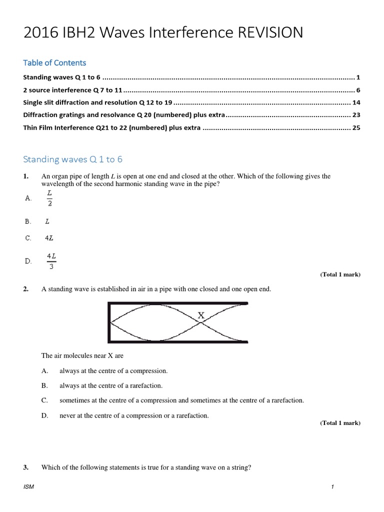 2016 Ibh2 Waves Interference Revision | PDF | Diffraction | Angular Resolution