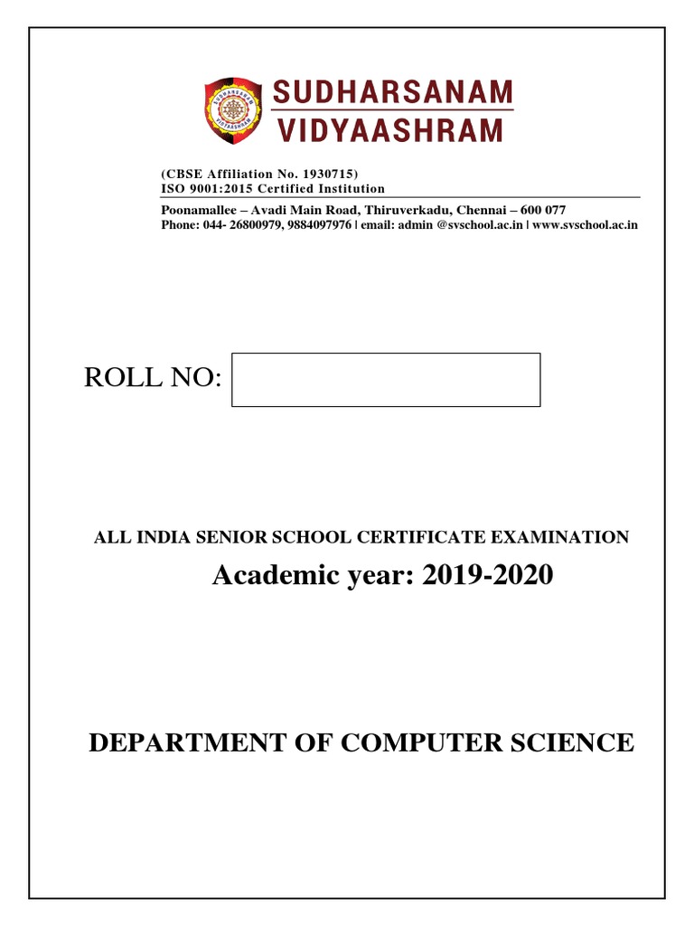Class 12 Computer Science Project Report | PDF | Computer Programming ...