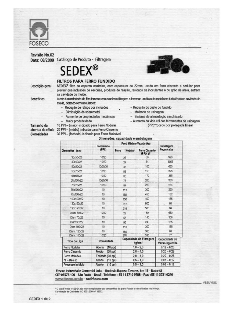 FILTROS FOSECO GRIS y NODULAR | PDF