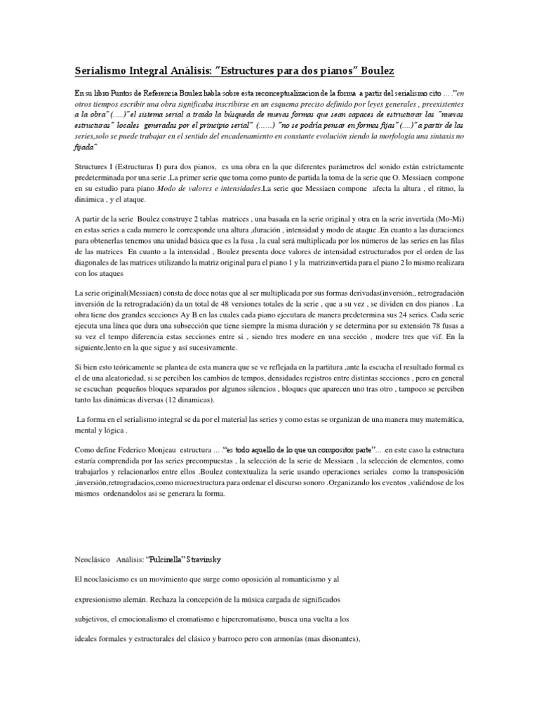 Serialismo Análisis | PDF | Piano | Sonido