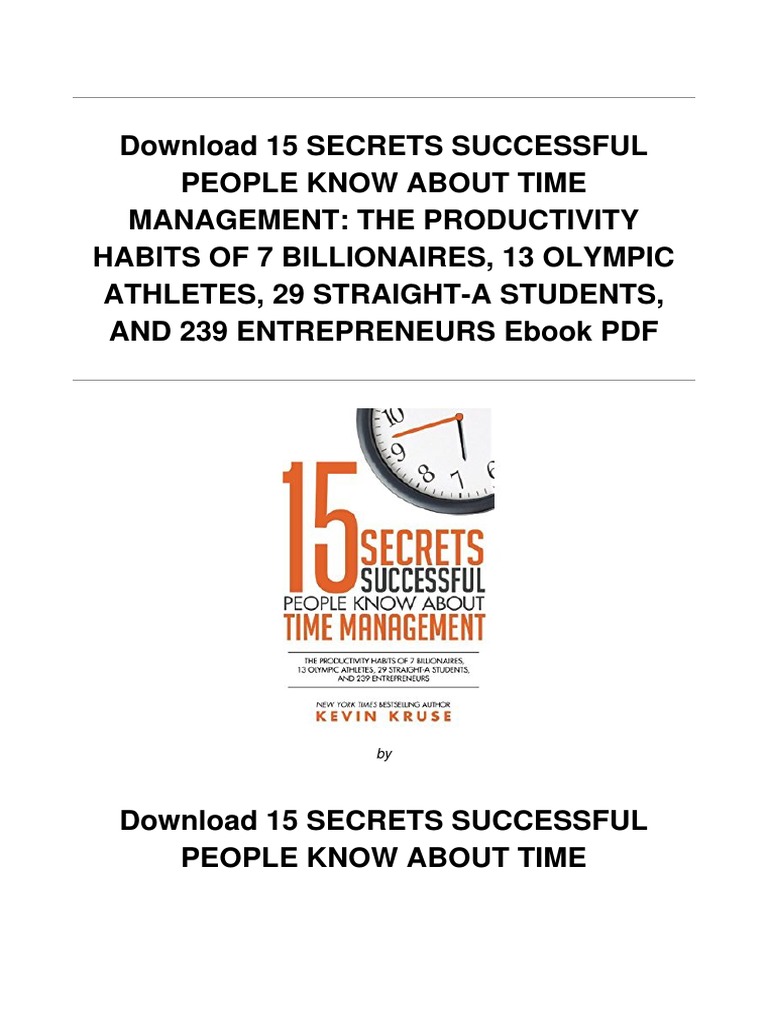 15 Secrets Successful People Know About Time Management The ...