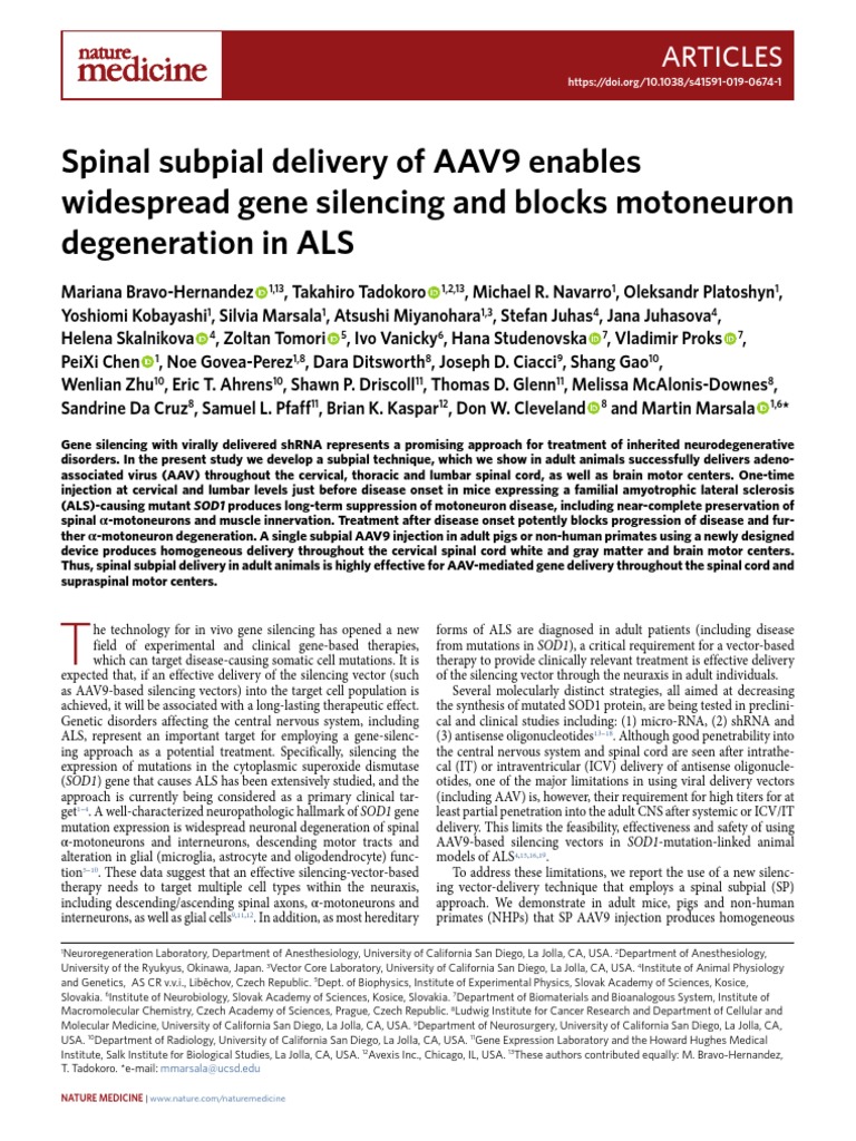 AAV9 - s41591 019 0674 1 | PDF | Gene Silencing | Viral Vector