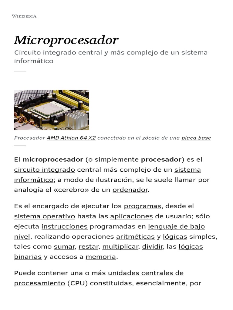 Microprocesador PDF | PDF | Microprocesador | Micro dispositivos avanzados