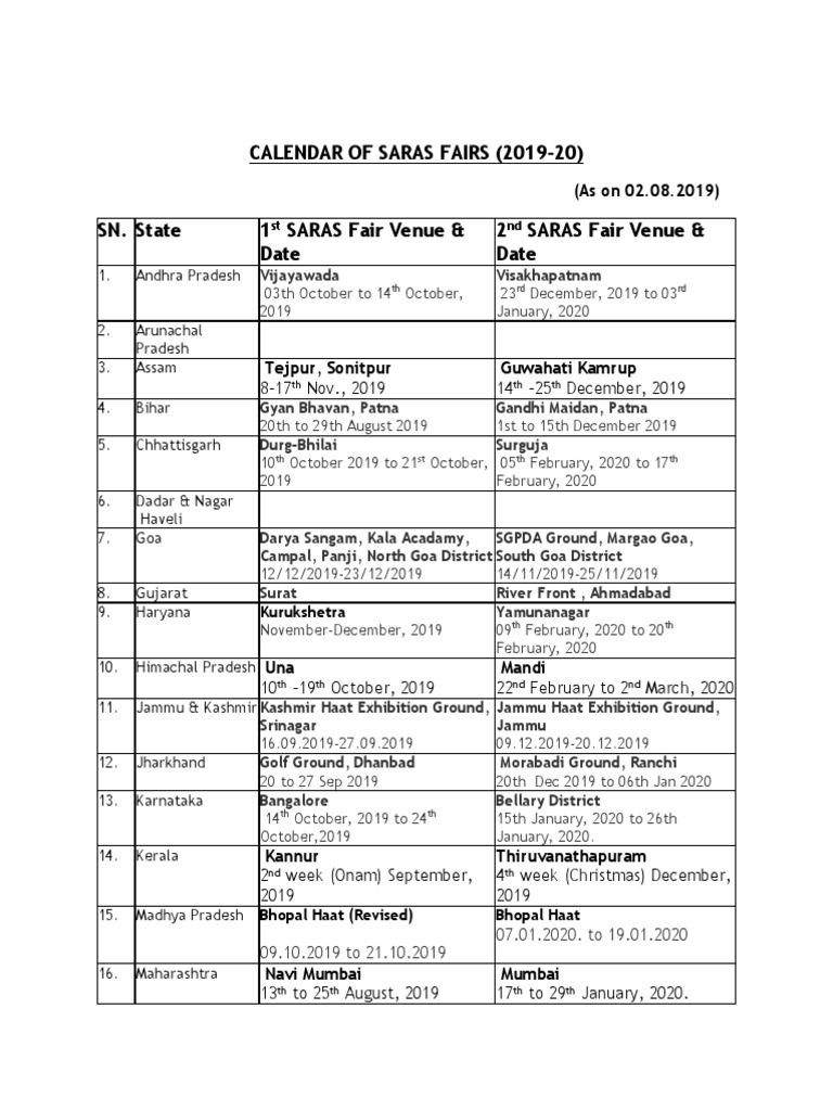 Calendar of - Saras - Fairs | PDF | South Asia