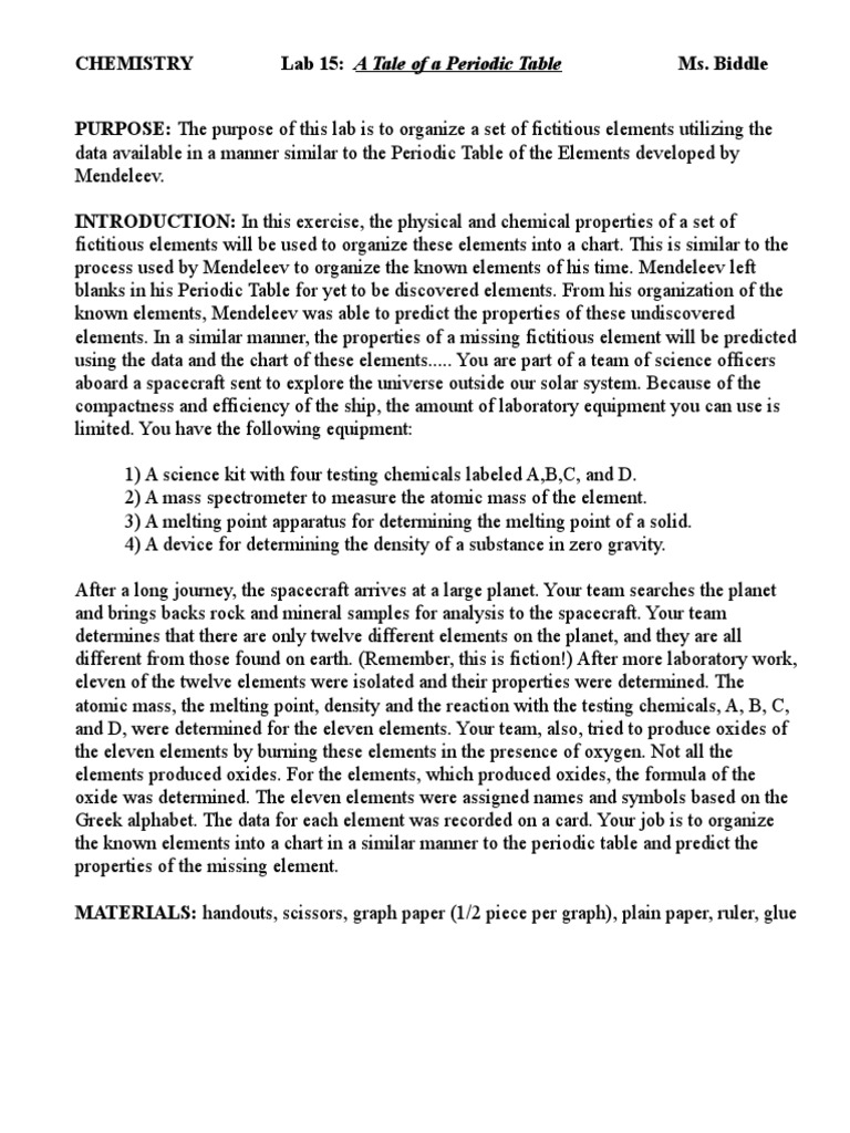 Organizing an Alien Periodic Table | PDF | Chemical Elements | Periodic ...