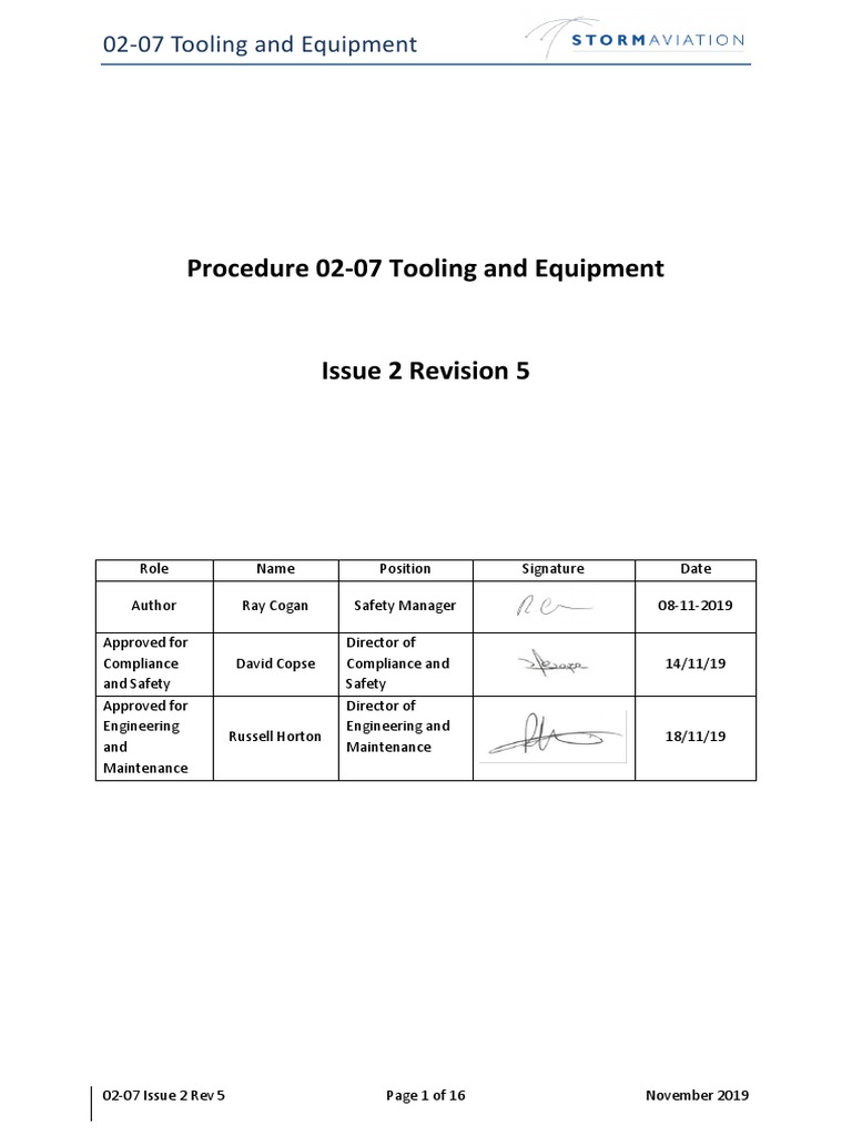 02-07 Tooling and Equipment Issue 2 Revision 5 | PDF | Calibration ...