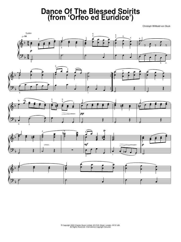 Dance of The Blessed Spirits (From Orfeo Ed Euridice' de Gluck) | PDF