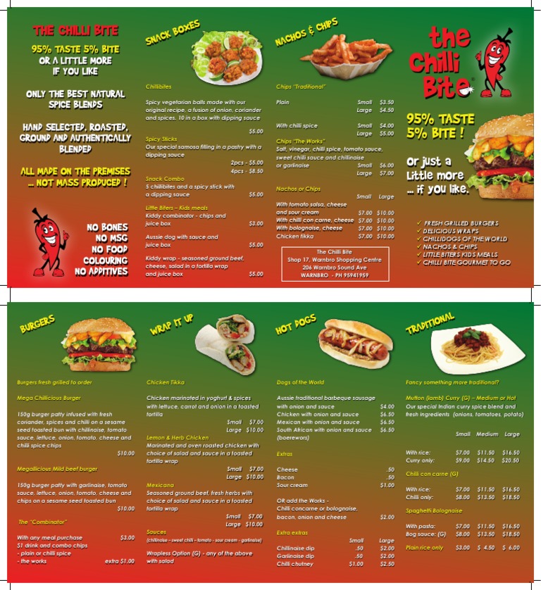 Chilli Bite - Menu - To Convert | PDF