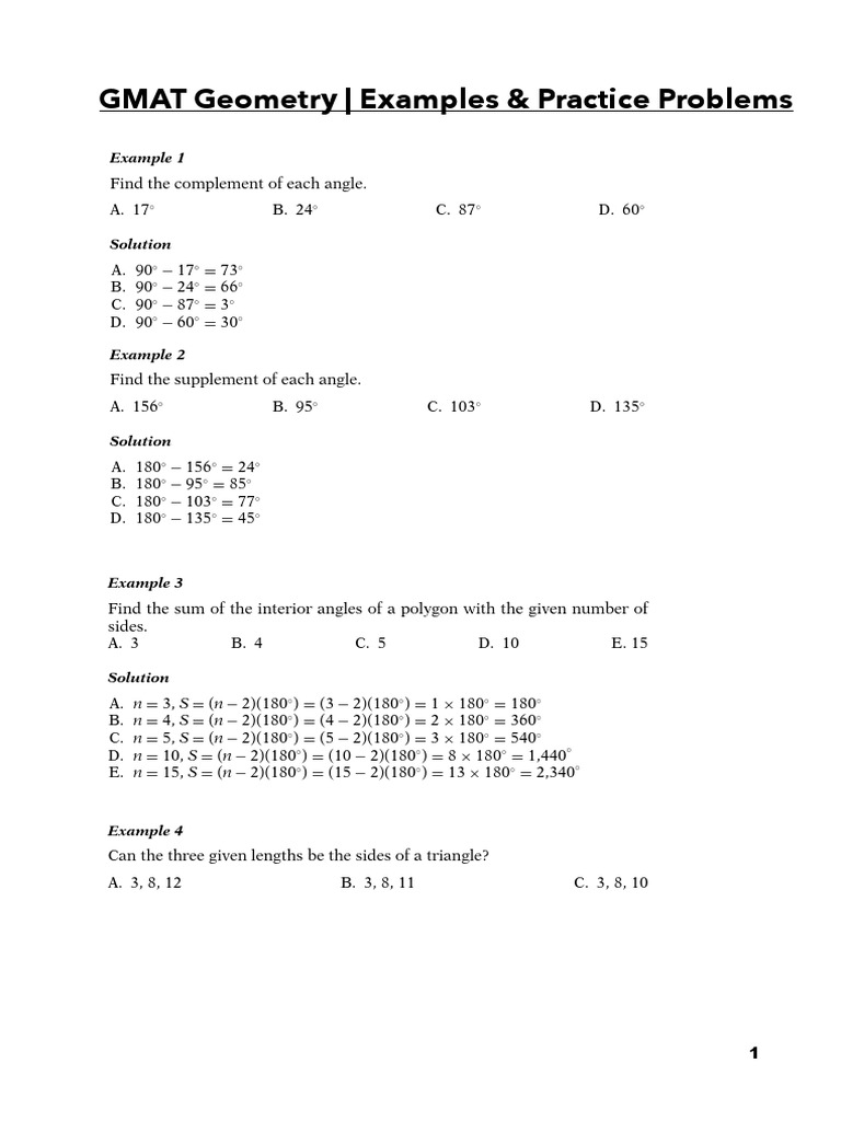 GMAT Geometry - Examples & Practice Tests | PDF | Rectangle | Volume