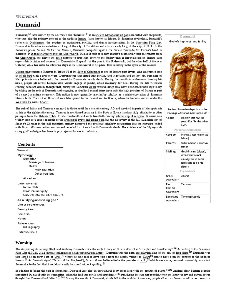 Dumuzid È Tamuz | PDF | Ancient Semitic Religions | Mesopotamian Mythology