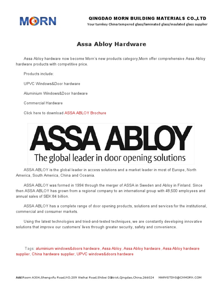 Assa Abloy Hardware | PDF | Building Engineering | Business