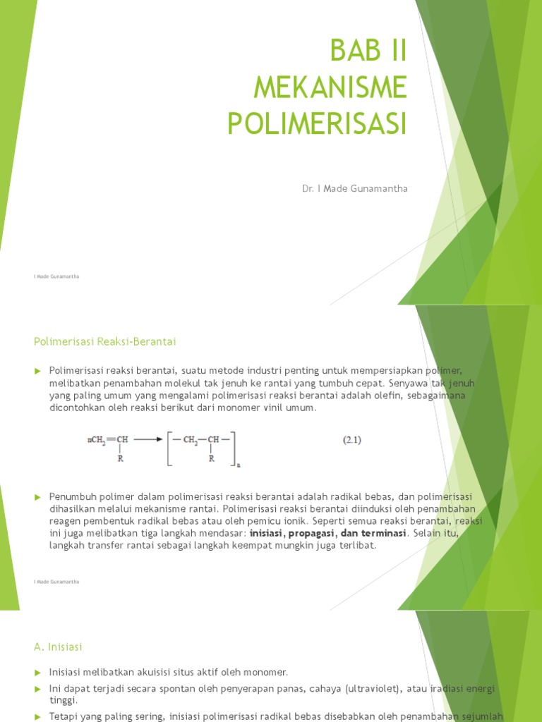 Bab Ii Mekanisme Polimerisasi | PDF