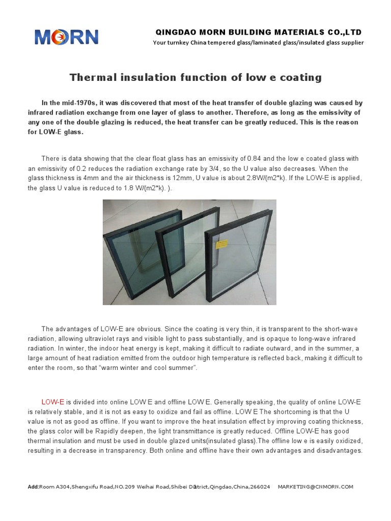 Thermal Insulation Function of Low e Coating | PDF | Building ...