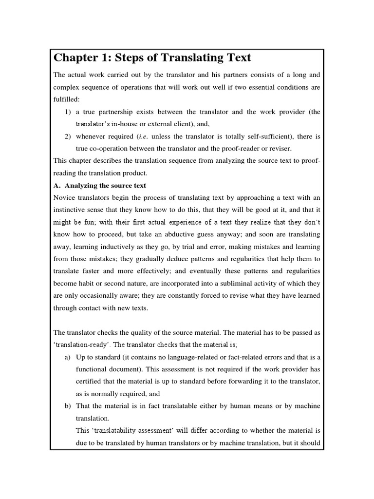 Steps of Translating Text | PDF | Translations | Specification ...