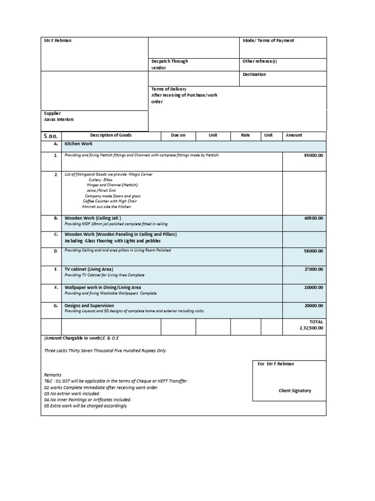 Quotation For Interior | PDF | Buildings And Structures | Home