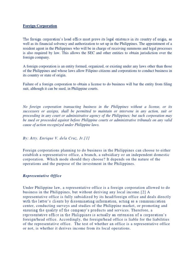 Foreign Corporation | PDF | Foreign Corporation | Corporations