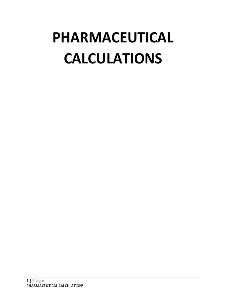 Pharmaceutical Calculations | PDF | Osmosis | Acid Dissociation Constant