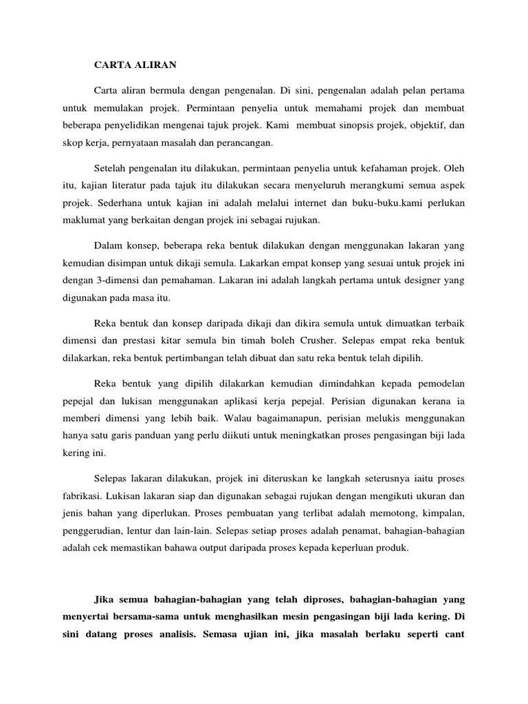 Proses Reka Bentuk dan Fabrikasi Mesin Pengasingan | PDF
