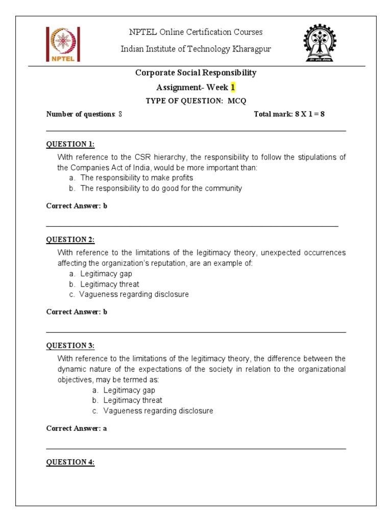 CSR Assignment 1 | PDF | Corporate Social Responsibility | Business