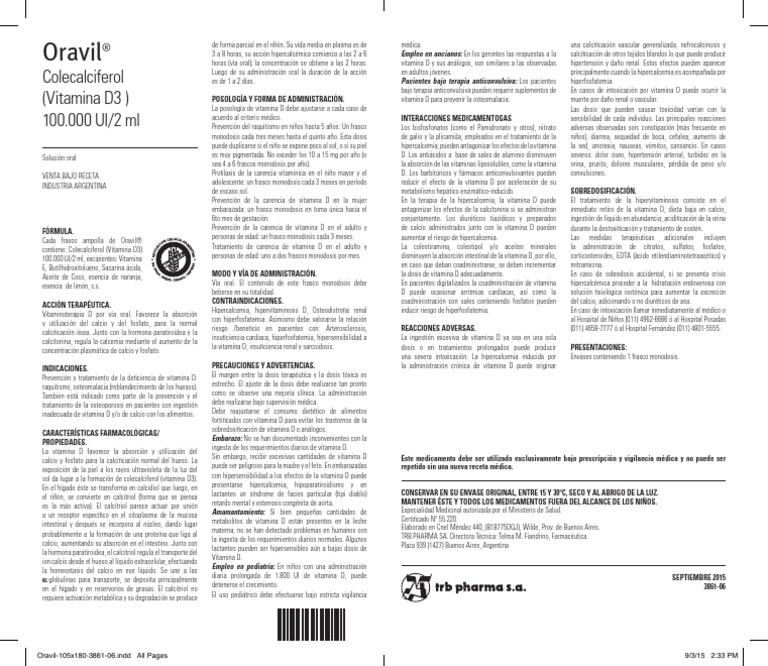 Oravil 105x180 3861 06 | PDF | Vitamina D | Calcio