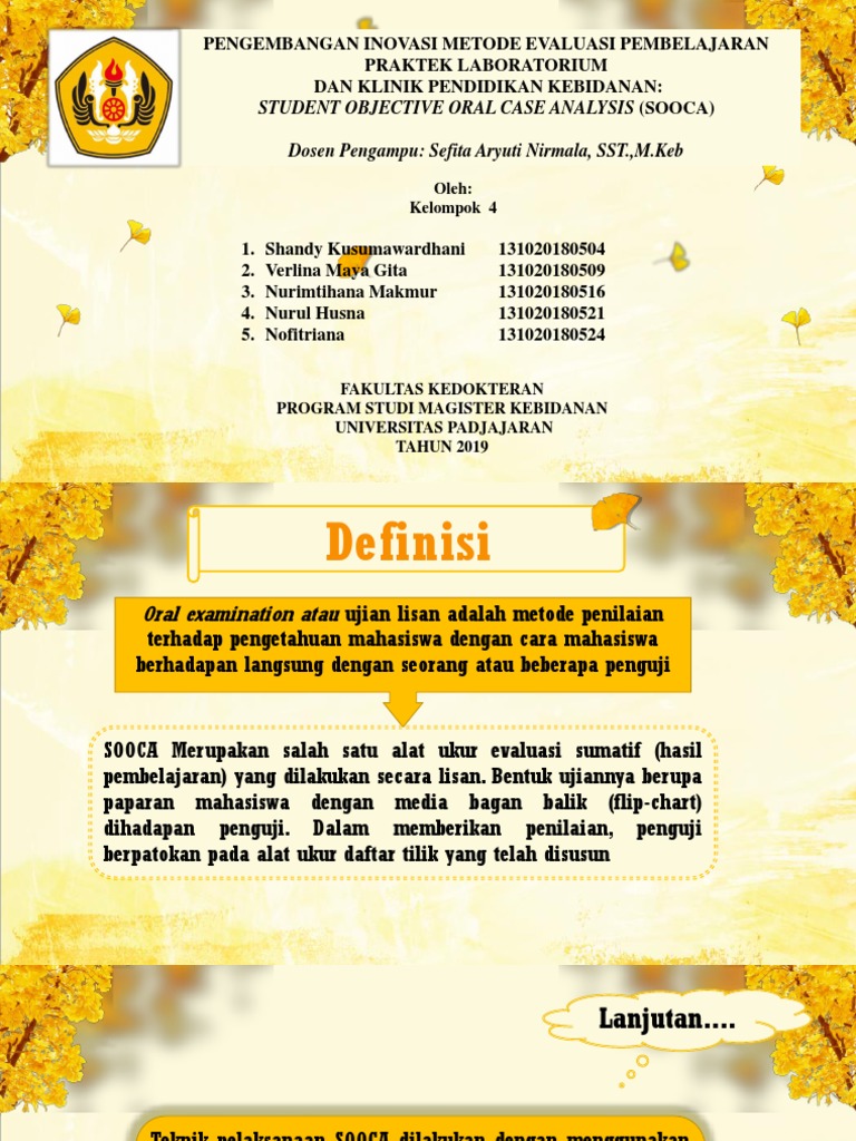 Kelompok 4 STUDENT OBJECTIVE ORAL CASE ANALYSIS (SOOCA) | PDF