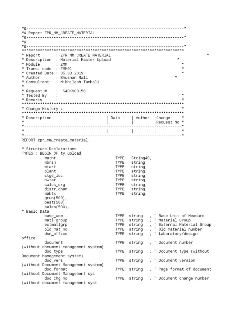 ZPR MM Create Material | PDF | Software Engineering | Computer Programming