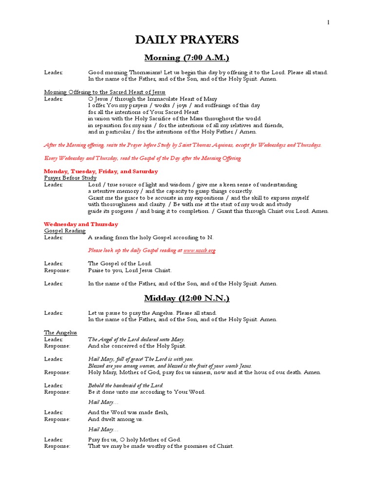 Thomasian Daily Prayer Guide | Download Free PDF | Religious Behaviour ...