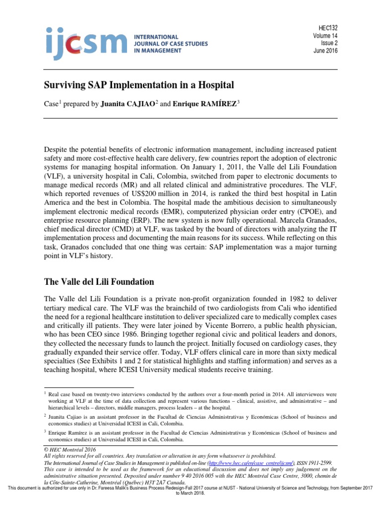 Surviving SAP Implementation in A Hospital | PDF | Patient | Health Care