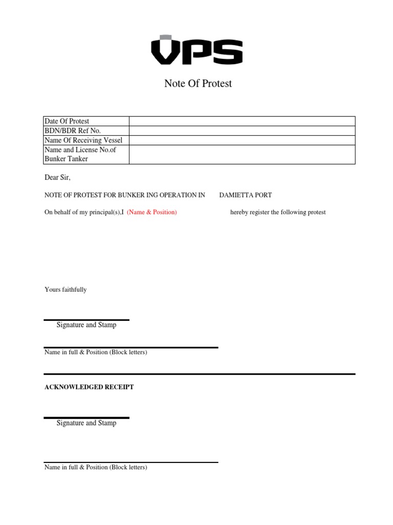 Note of Protest PDF | PDF