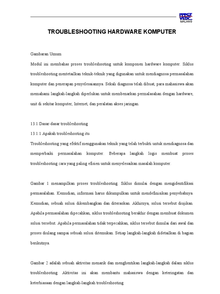 Troubleshooting Komputer | PDF