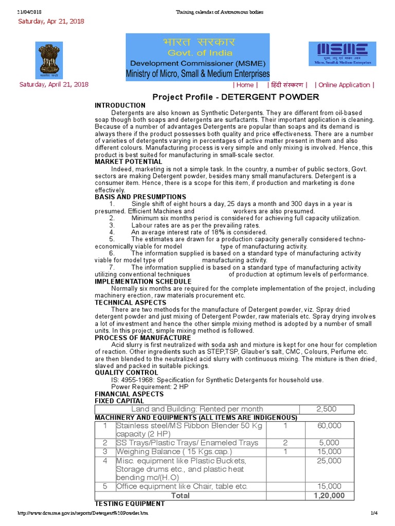 Detergent Powder-Dcmsme | PDF | Detergent | Small And Medium Sized ...