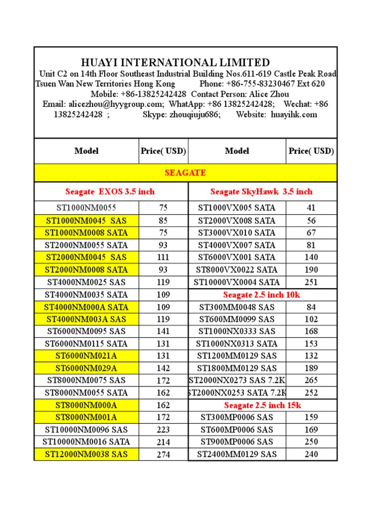 Seagate WD Hard Drive Price List From Billion Ho | Download Free PDF ...