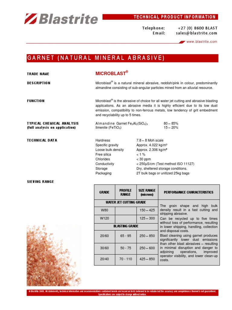 Blastrite Garnet (Natural Mineral Abrasive) Microblast | PDF | Abrasive ...