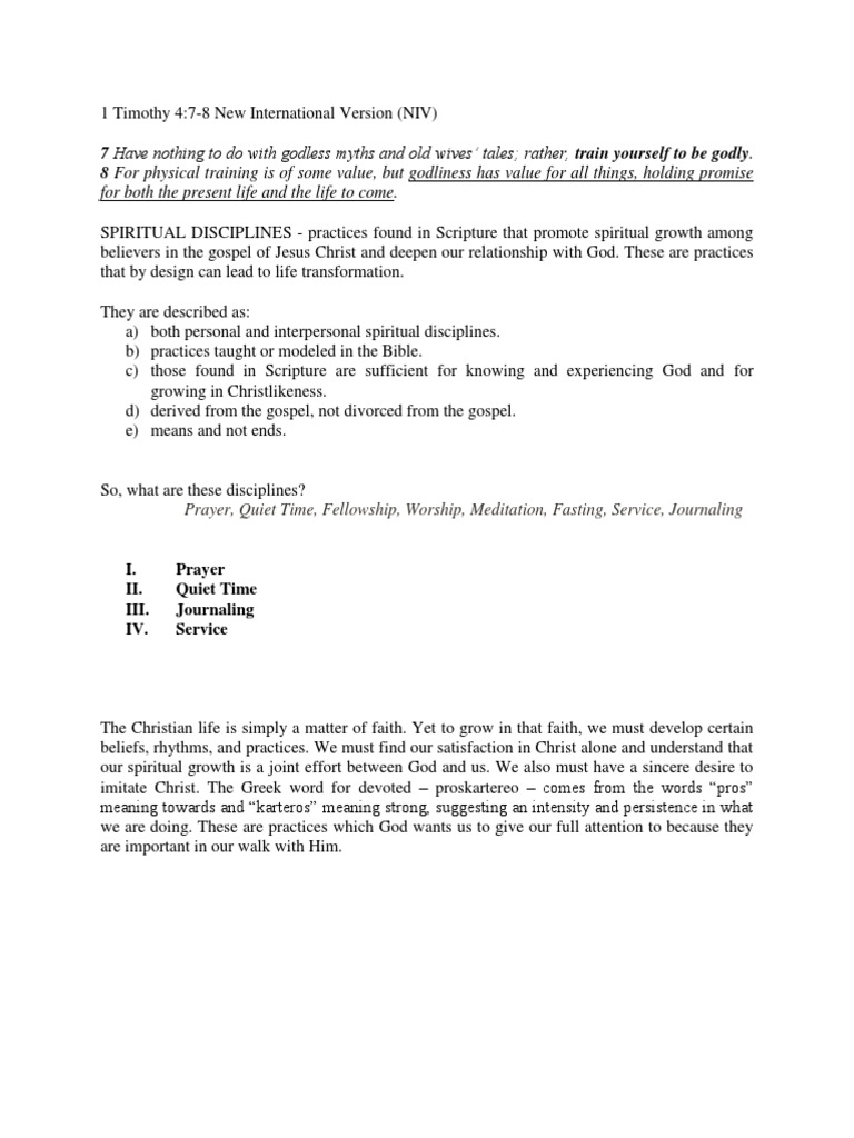 Spiritual Disciplines Outline | PDF | Spirituality | Prayer